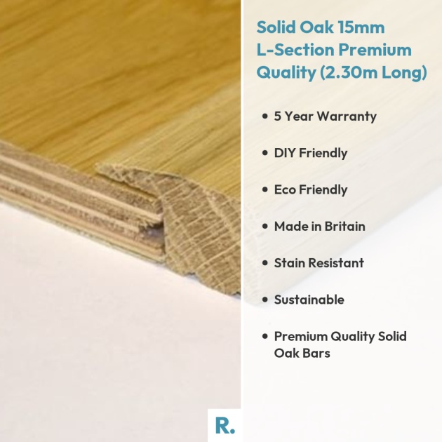Solid Oak 15mm L-Section (2.30m Long) - Just £38.95 each