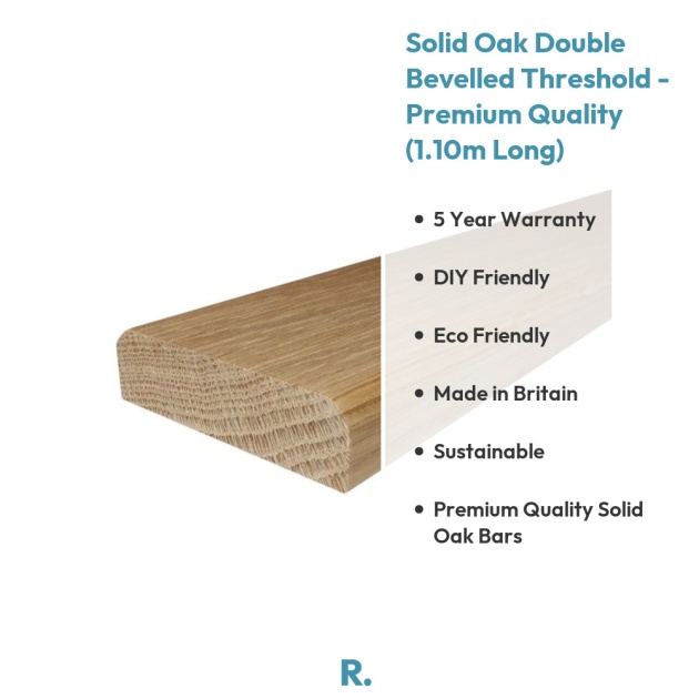 Solid Oak Double Bevelled Threshold (1.10m Long) - Save 36% Now Just £24.95