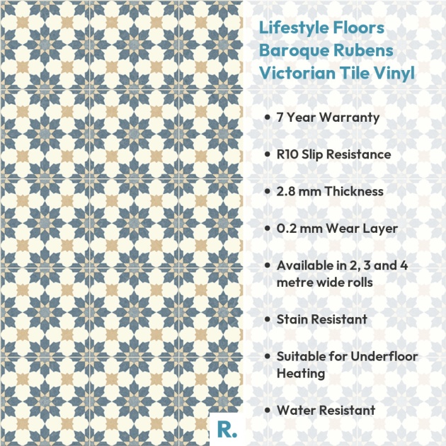 Lifestyle Floors Baroque Rubens Victorian Tile Vinyl | From £9.95 / sq ...