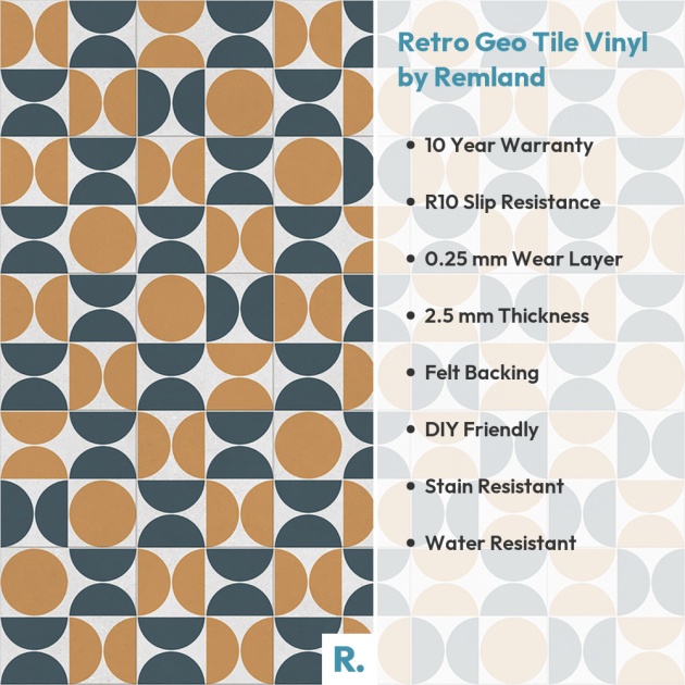 Retro Geo Tile Vinyl by Remland | From £17.95 / sq. metre