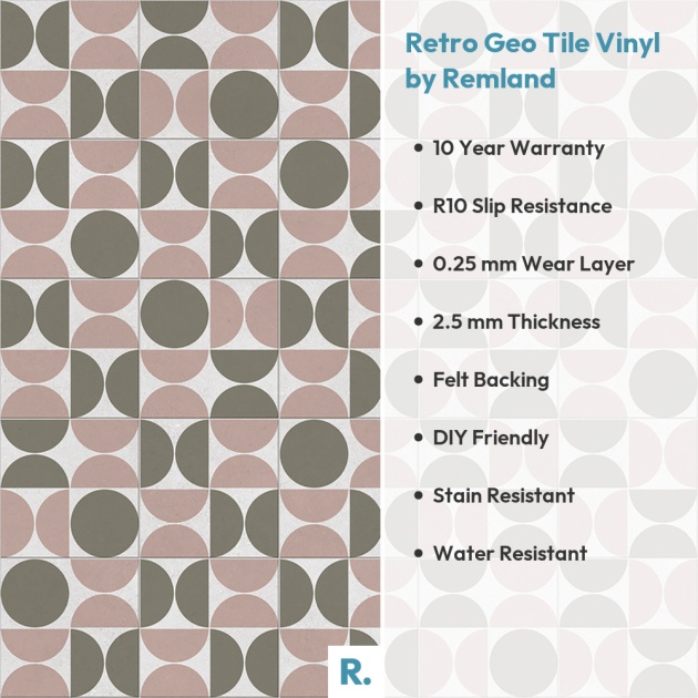 Retro Geo Tile Vinyl by Remland | From £17.95 / sq. metre