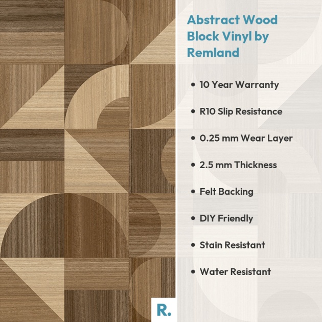 Abstract Wood Block Vinyl by Remland | From £17.95 / sq. metre