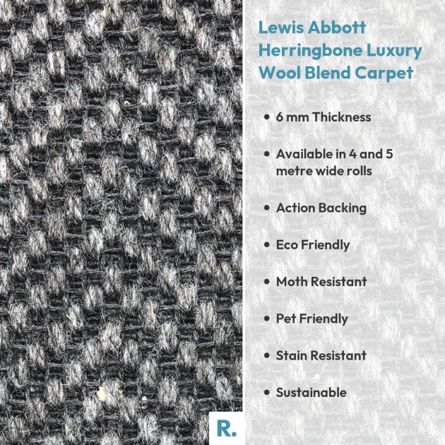 Lewis Abbott Herringbone Luxury Wool Blend Carpet | From £37.95 / sq. metre