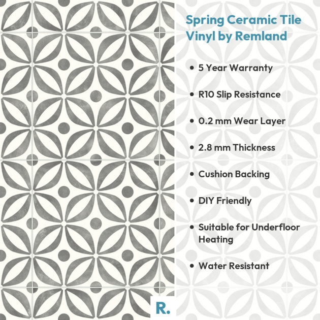 Spring Ceramic Tile Vinyl by Remland | £11.95 / sq. metre