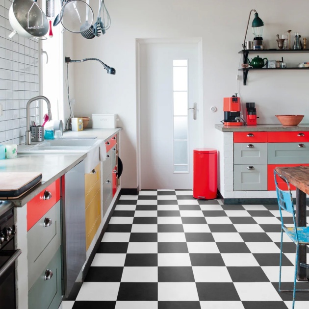 Large Chequerboard Black and White Vinyl by Remland | £11.95 / sq. metre