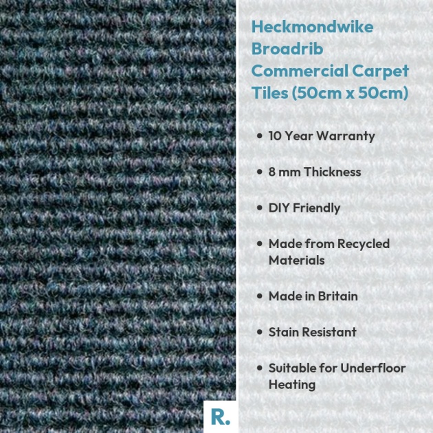 Heckmondwike Broadrib Commercial Carpet Tiles (50cm x 50cm) | £109.80 ...