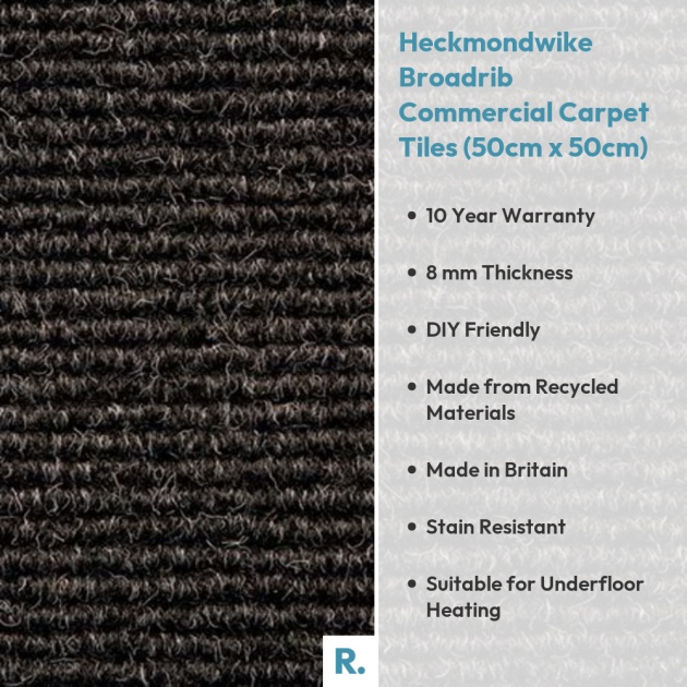Heckmondwike Broadrib Commercial Carpet Tiles (50cm x 50cm) | £109.80 ...