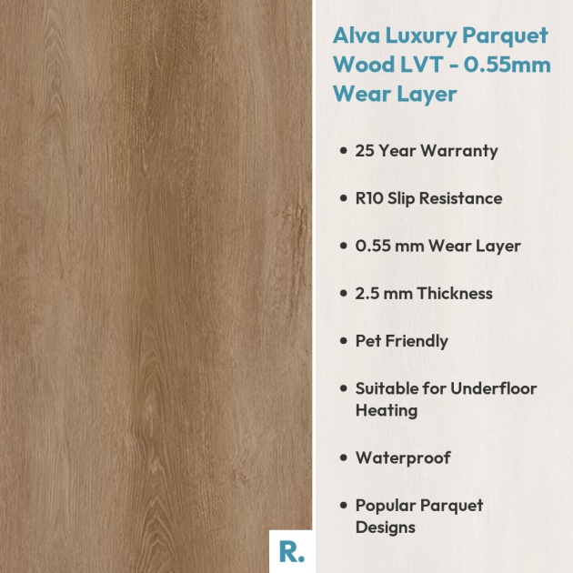 Alva Parquet Wood Luxury LVT - 0.55mm Wear Layer | £26.15 per pack