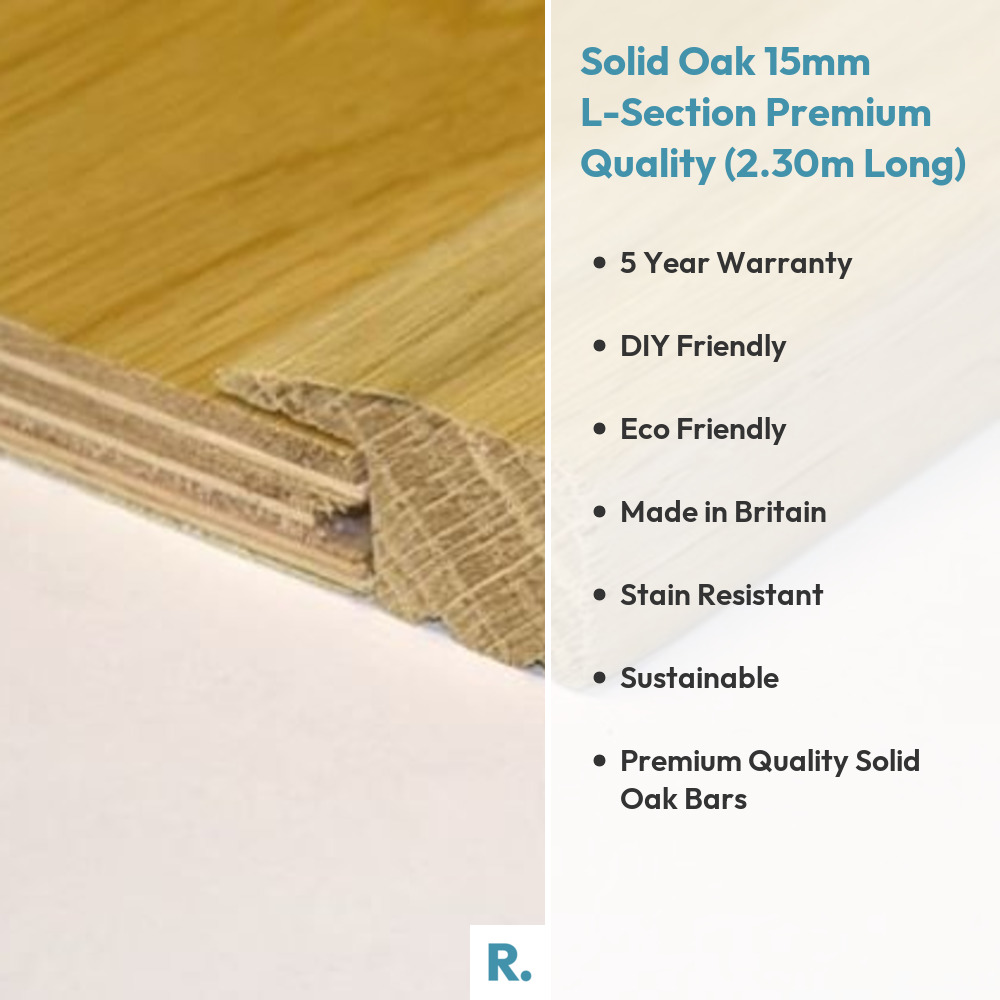Solid Oak 15mm L-Section (2.30m Long) - Just £38.95 each
