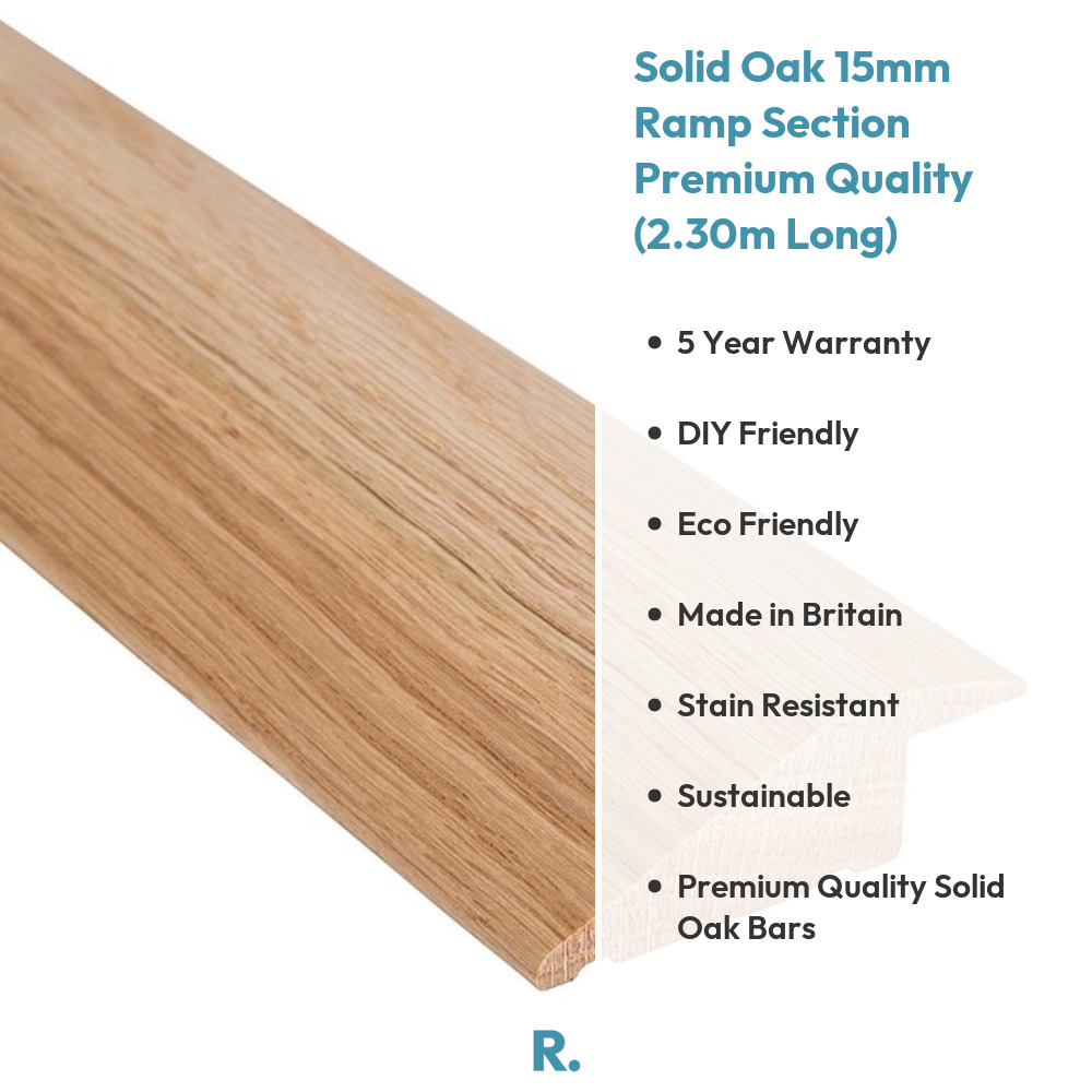 Solid Oak 15mm Ramp Section (2.30m Long) - Just £41.95 each