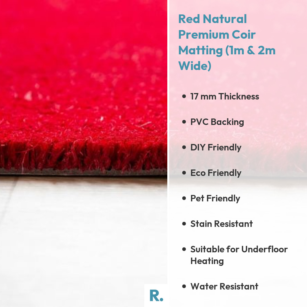 Red Natural Premium Coir Matting (1m & 2m Wide) | £37.95 / sq. metre