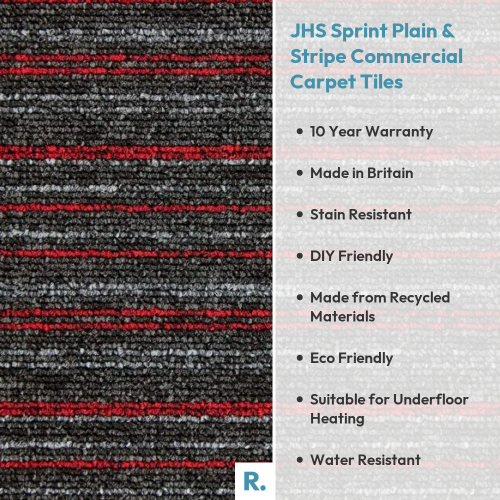 JHS Sprint Plain & Stripe Commercial Carpet Tiles | £89.00 per box