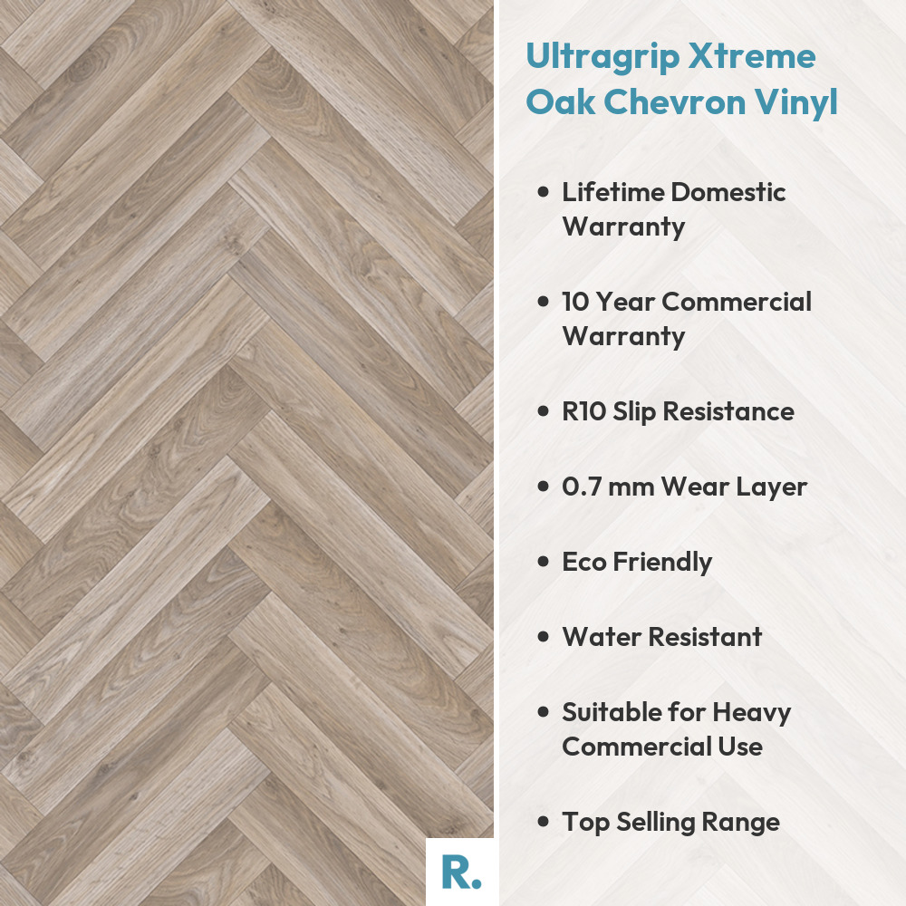 Ultragrip Xtreme Oak Chevron Vinyl | From £16.95 / sq. metre