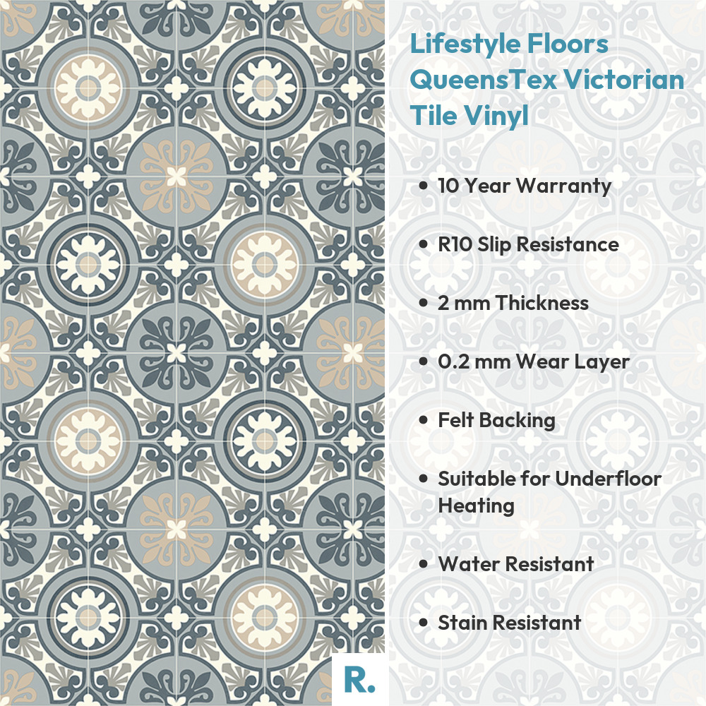 Lifestyle Floors QueensTex Victorian Tile Vinyl | From £9.95 / sq. metre