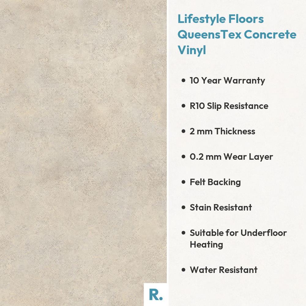 Lifestyle Floors QueensTex Concrete Vinyl | From £9.95 / sq. metre