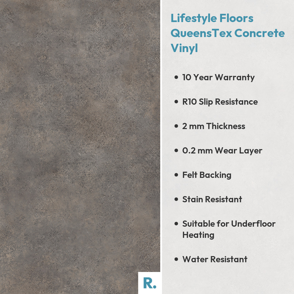 Lifestyle Floors QueensTex Concrete Vinyl | From £9.95 / sq. metre