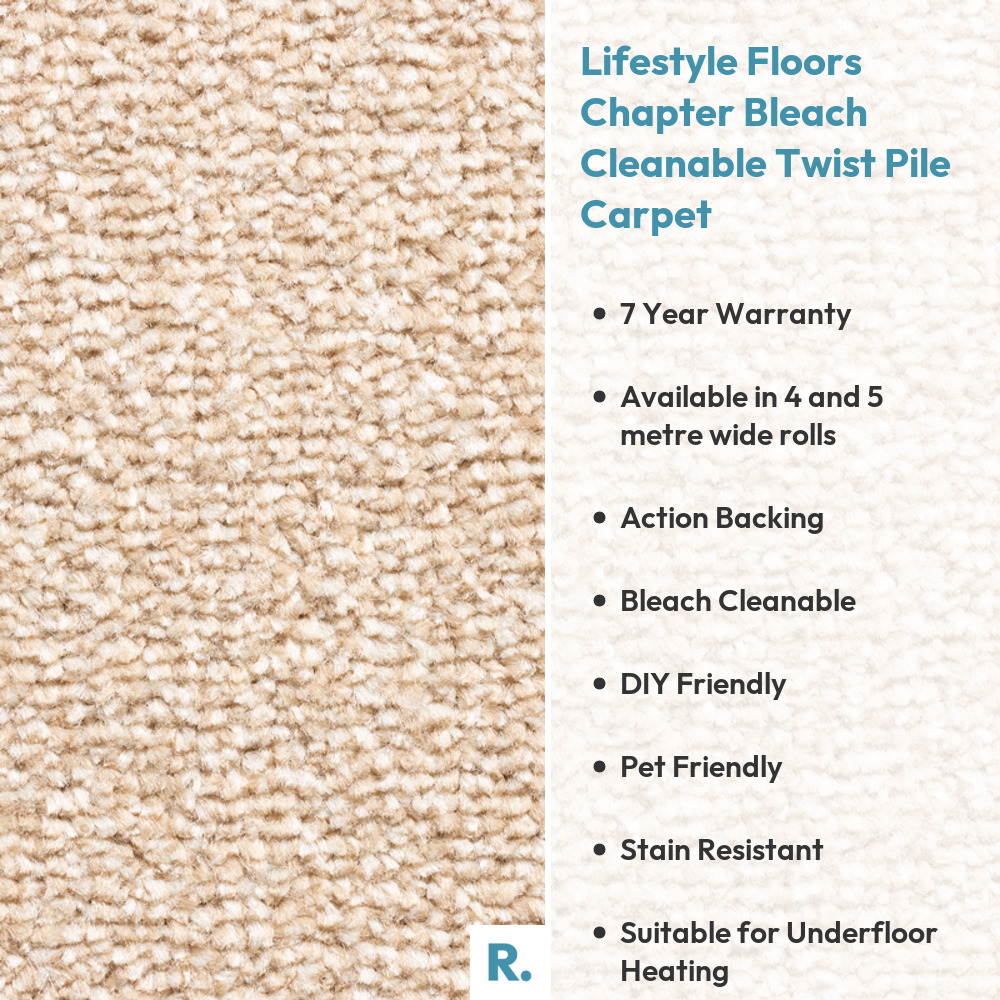 Lifestyle Floors Chapter Bleach Cleanable Twist Pile Carpet | From £11. ...