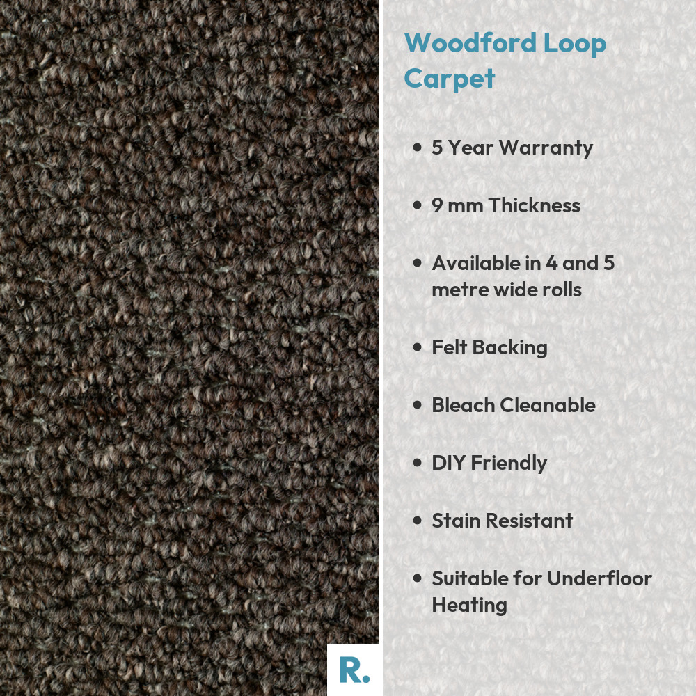 Woodford Loop Bleach Cleanable Budget Carpet | From £6.95 / sq. metre