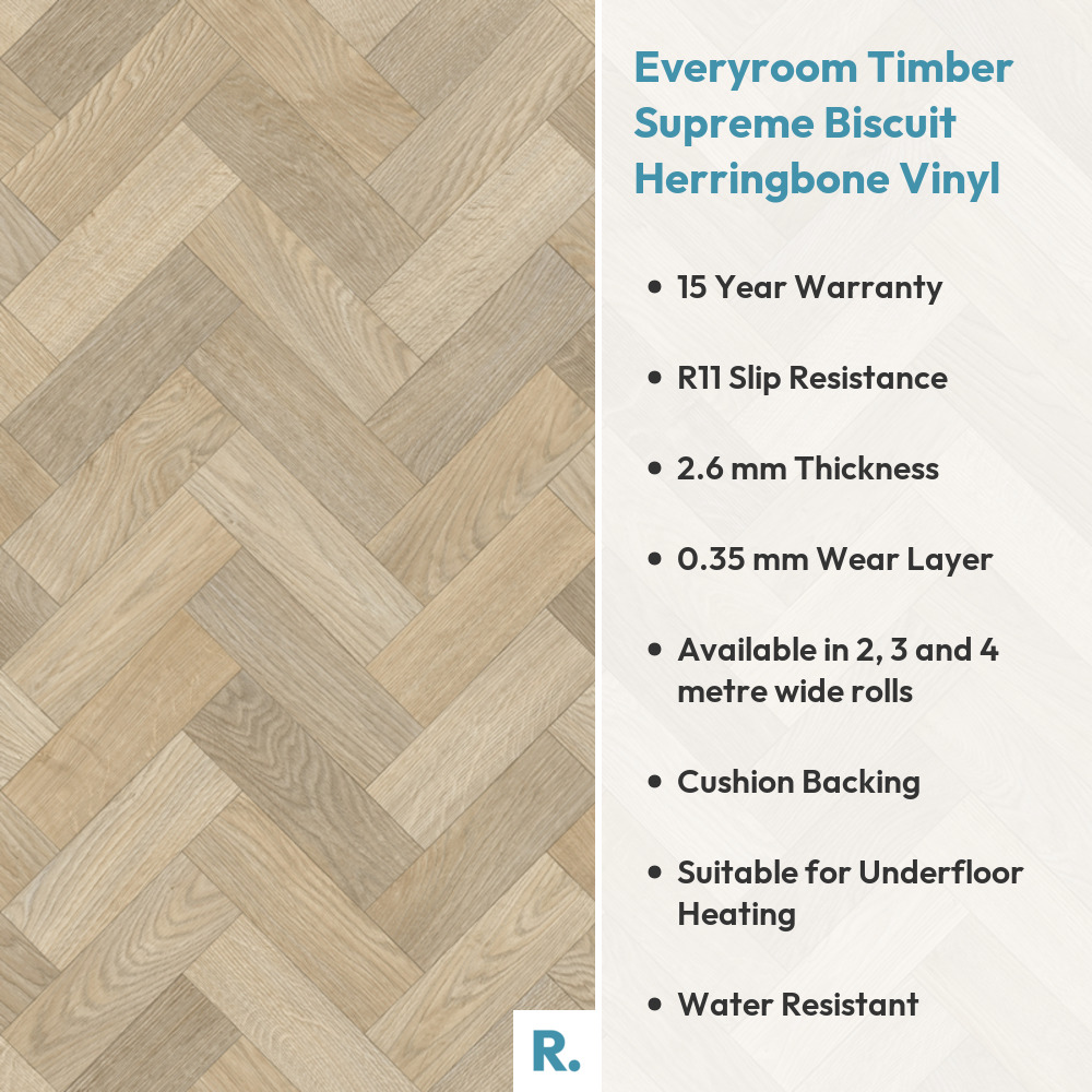 Everyroom Timber Supreme Biscuit Herringbone Vinyl | SPECIAL OFFER