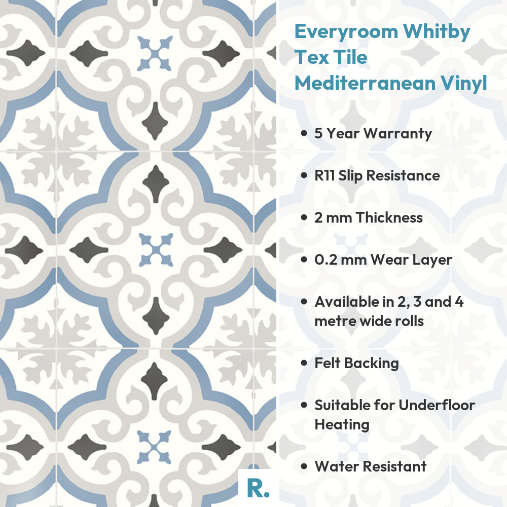 Everyroom Whitby Tex Tile Mediterranean Vinyl | From £9.95 / sq. metre