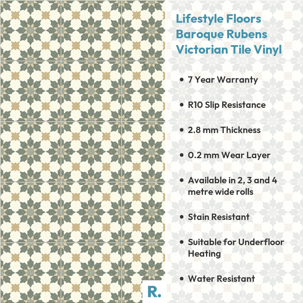 Lifestyle Floors Baroque Rubens Victorian Tile Vinyl | From £9.95 / sq ...