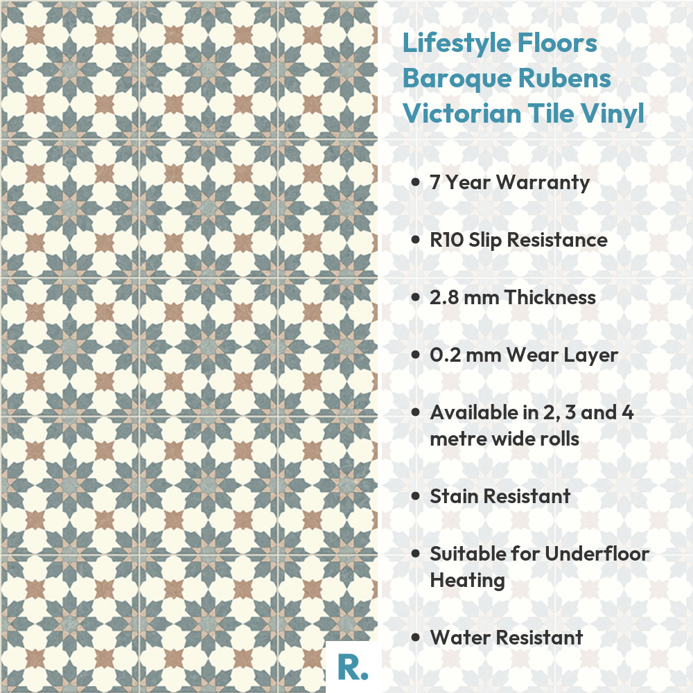 Lifestyle Floors Baroque Rubens Victorian Tile Vinyl | From £9.95 / sq ...