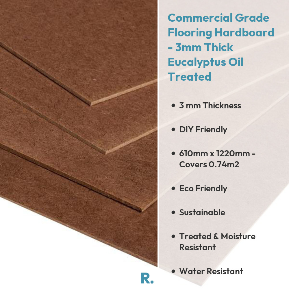 Commercial Grade Flooring Hardboard - 3mm Thick Eucalyptus Oil Treated ...