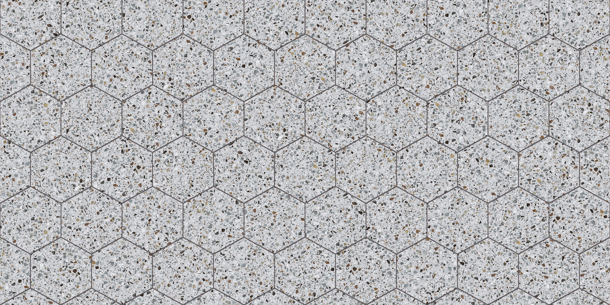 Grey Terrazzo Hexagon Tile Vinyl by Remland | From £17.95 / sq. metre