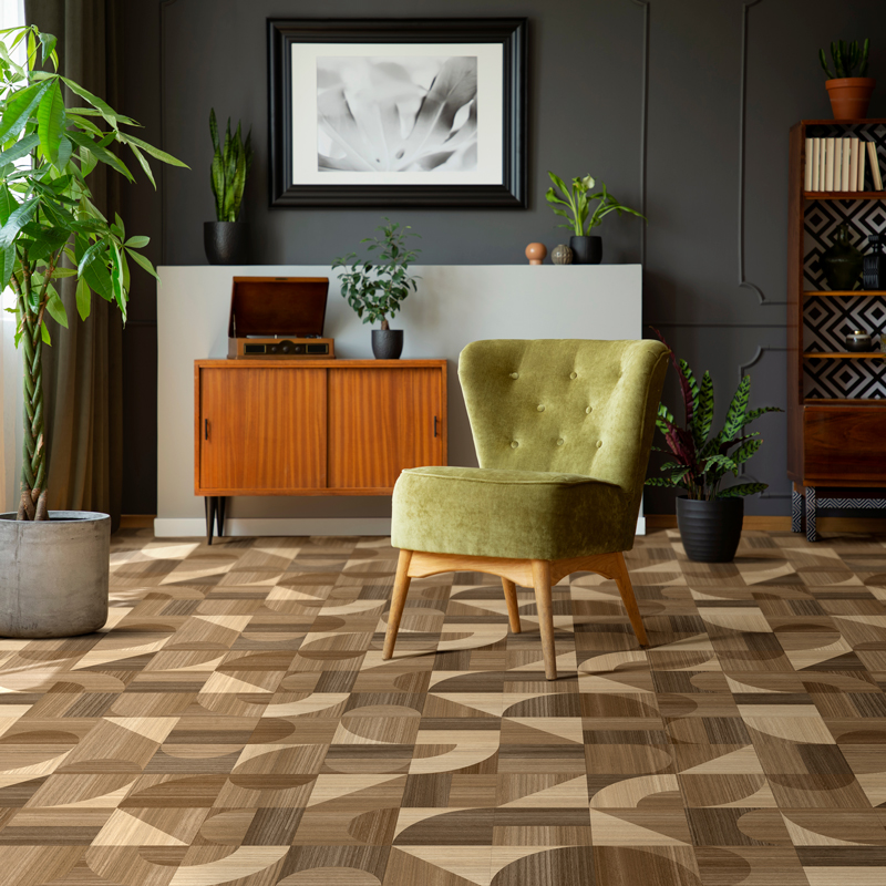 Abstract Wood Block Vinyl by Remland | From £17.95 / sq. metre