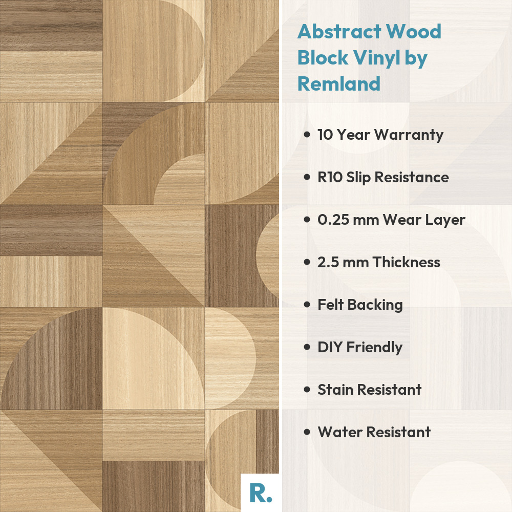 Abstract Wood Block Vinyl by Remland | From £17.95 / sq. metre