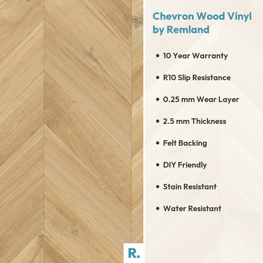 Chevron Wood Vinyl by Remland | From £17.95 / sq. metre