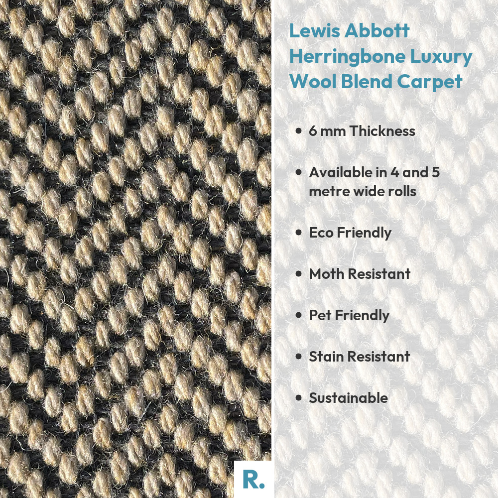 Lewis Abbott Herringbone Luxury Wool Blend Carpet | From £41.95 / sq. metre