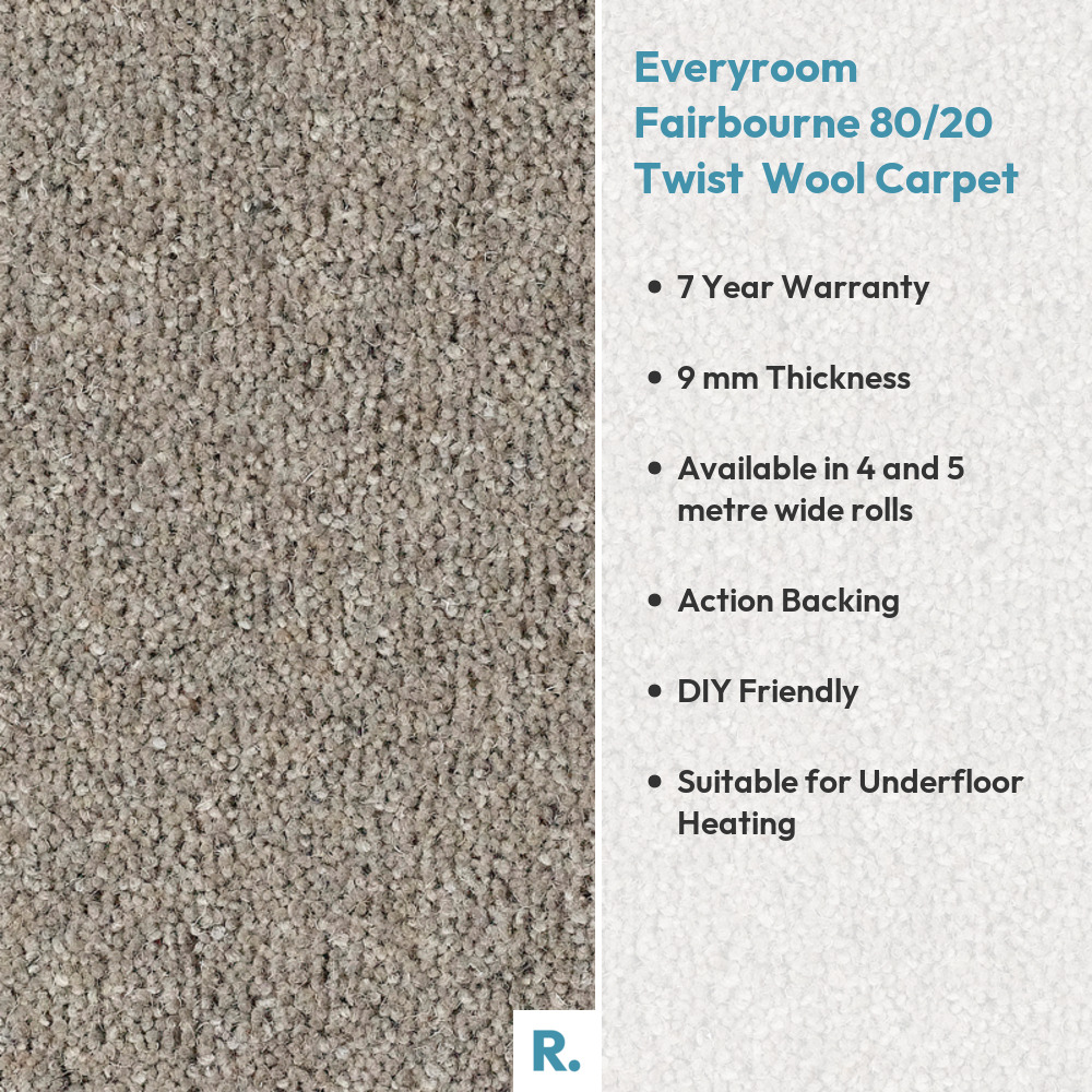 Everyroom Fairbourne Twist 80/20 Wool Carpet | From £16.95 / sq. metre