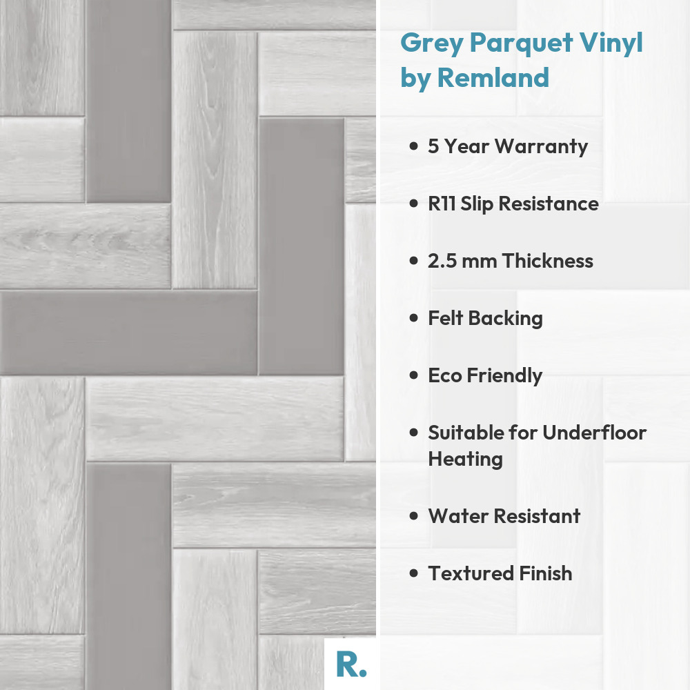 Grey Parquet Vinyl by Remland | From £11.95 / sq. metre