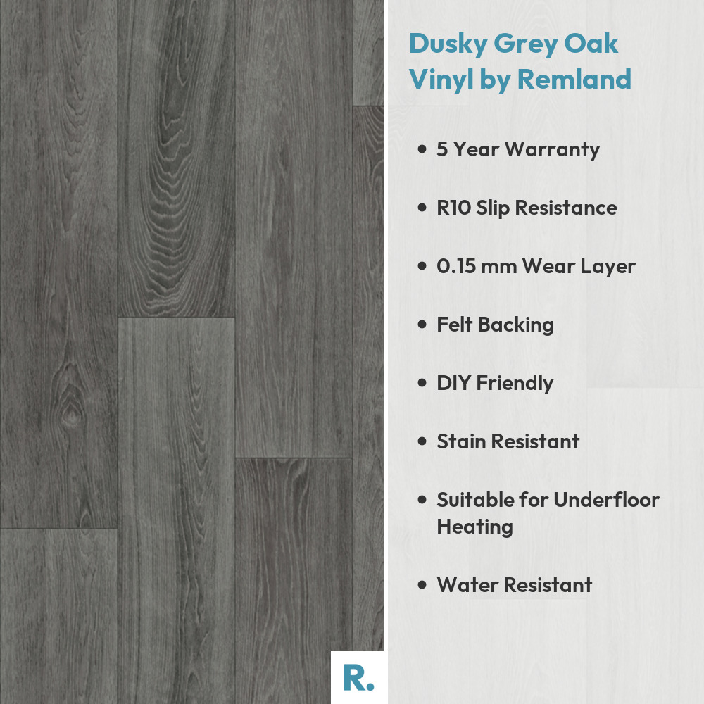 Dusky Grey Oak Vinyl by Remland | From £7.95 / sq. metre