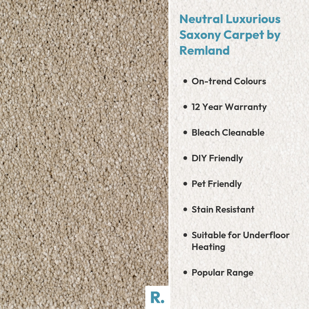 Neutral Luxurious Saxony Carpet by Remland | From £18.95 / sq. metre
