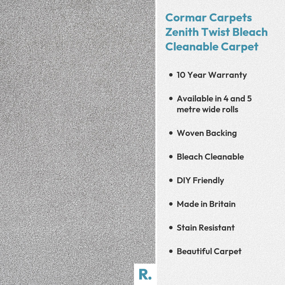 Cormar Carpets Zenith Luxury Twist Bleach Cleanable Carpet | From £17.95 / sq. metre