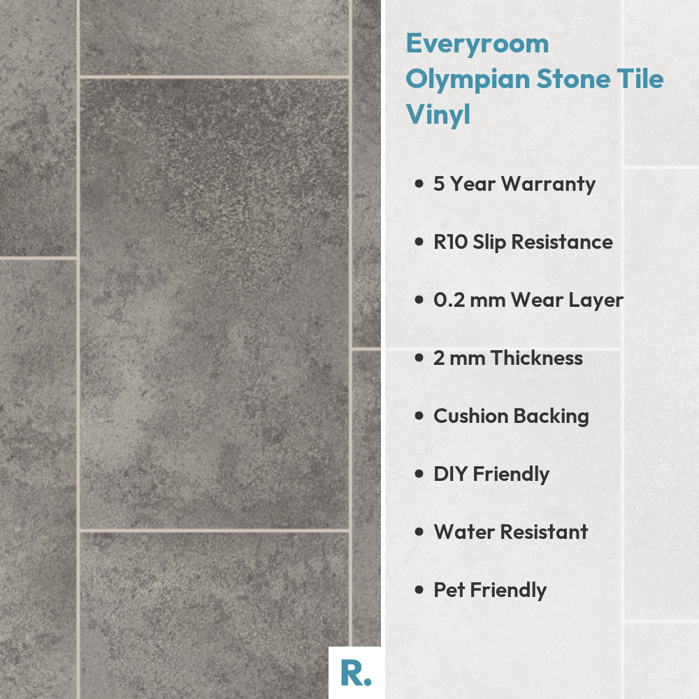 Everyroom Olympian Stone Tile Vinyl | From £6.95 / sq. metre