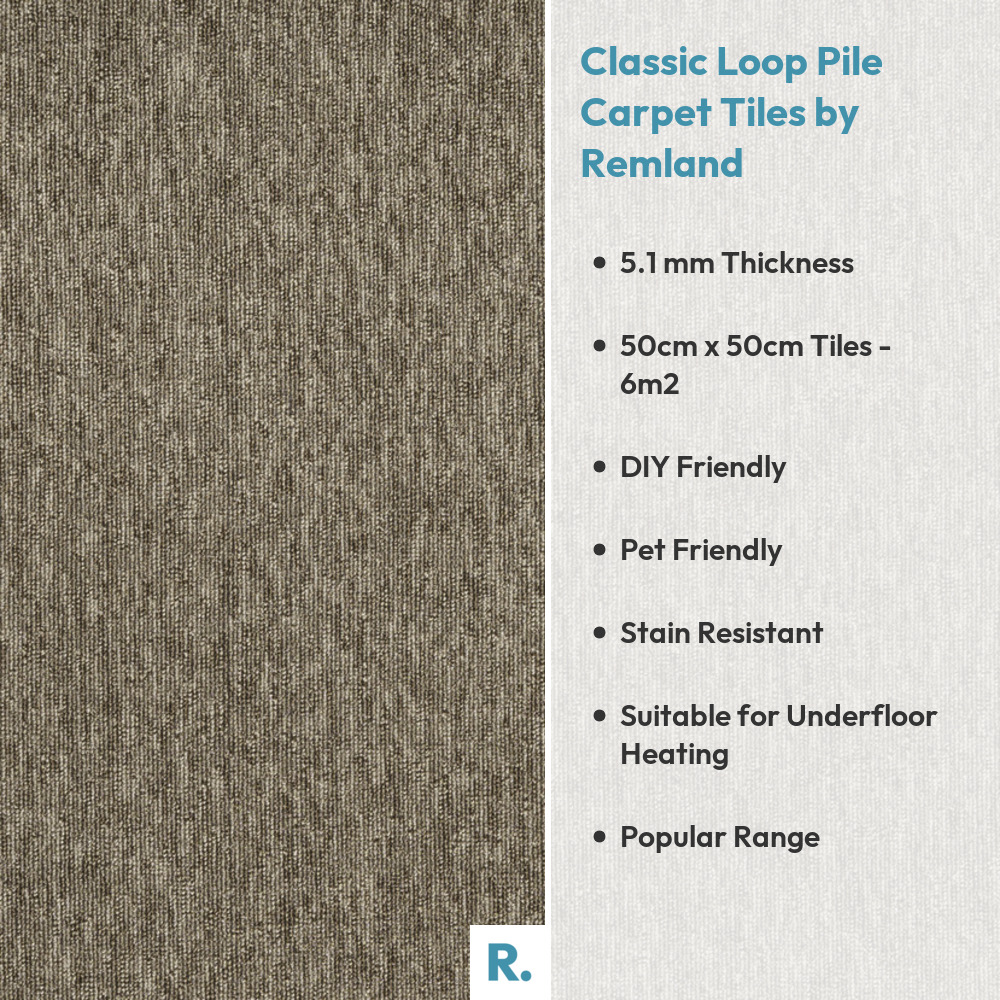 Classic Loop Pile Commercial Carpet Tiles by Remland | £69.95 per box