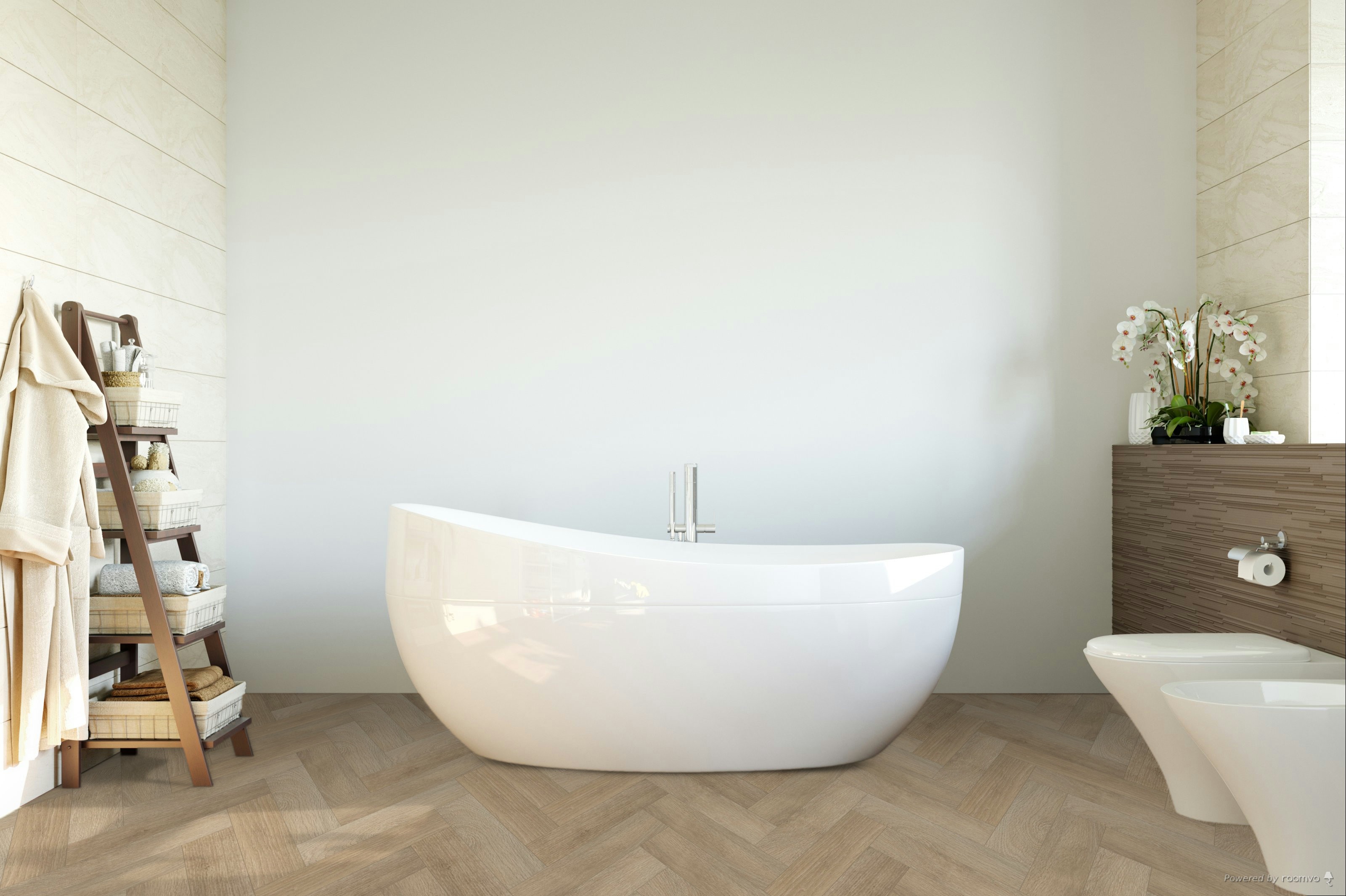 Elm Beige Herringbone Vinyl by Remland | From £6.95 / sq. metre
